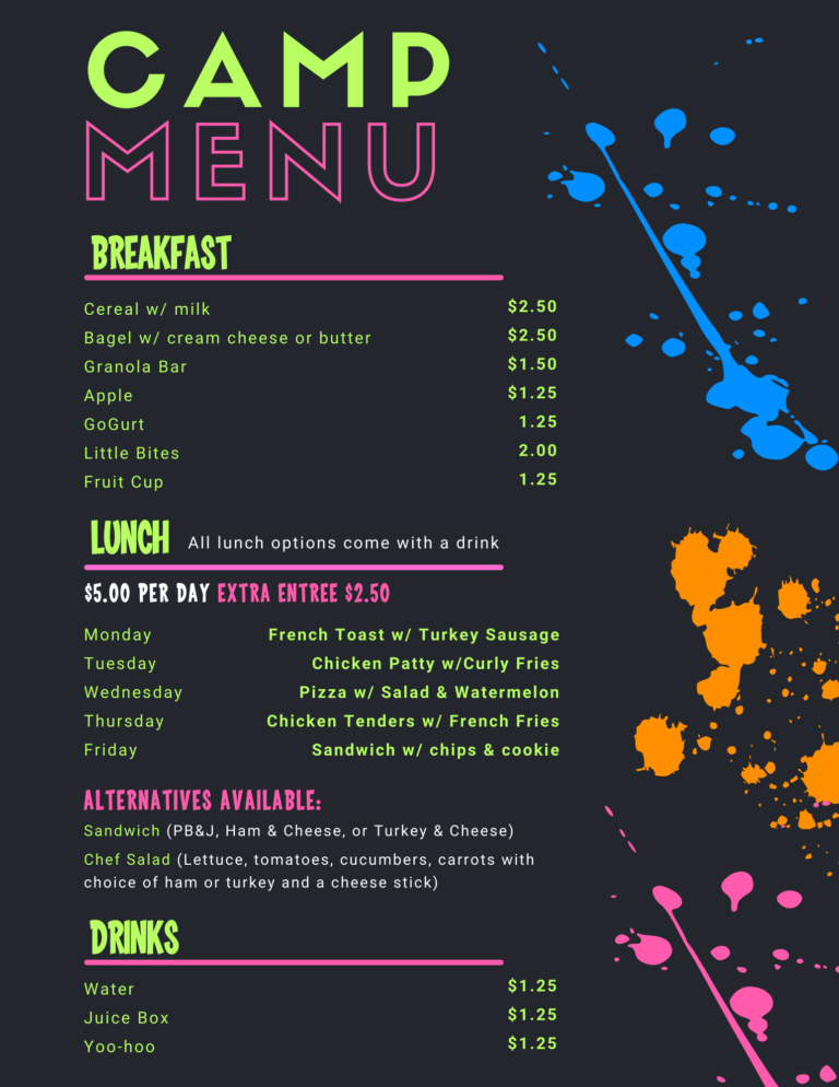 Menus - Camp Calvary